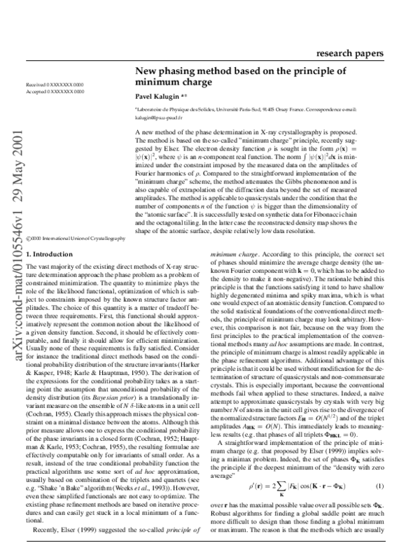 (PDF) A new phasing method based on the principle of minimum charge