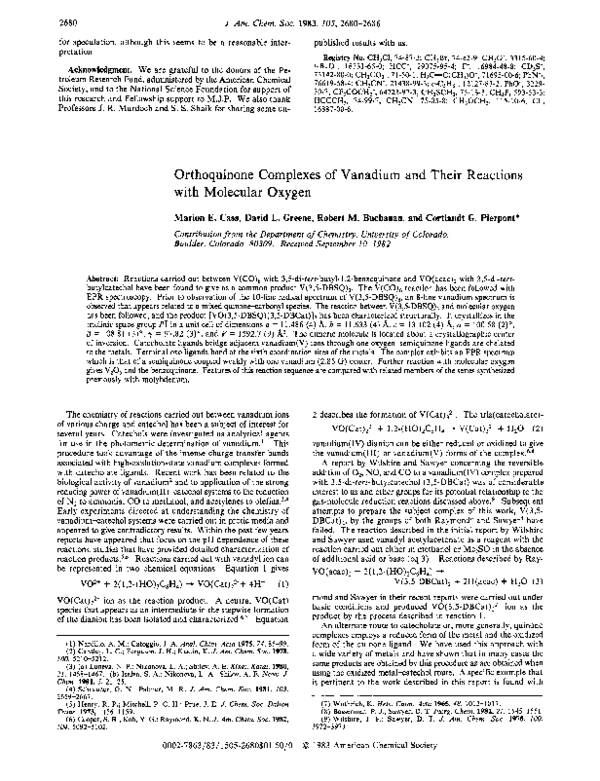 (PDF) Orthoquinone complexes of vanadium and their reactions with ...