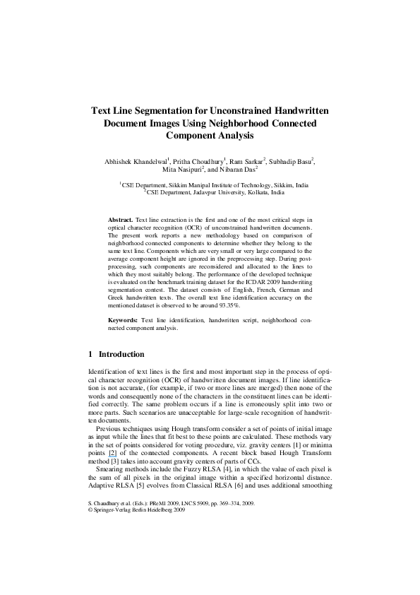 Pdf Text Line Segmentation For Unconstrained Handwritten Document