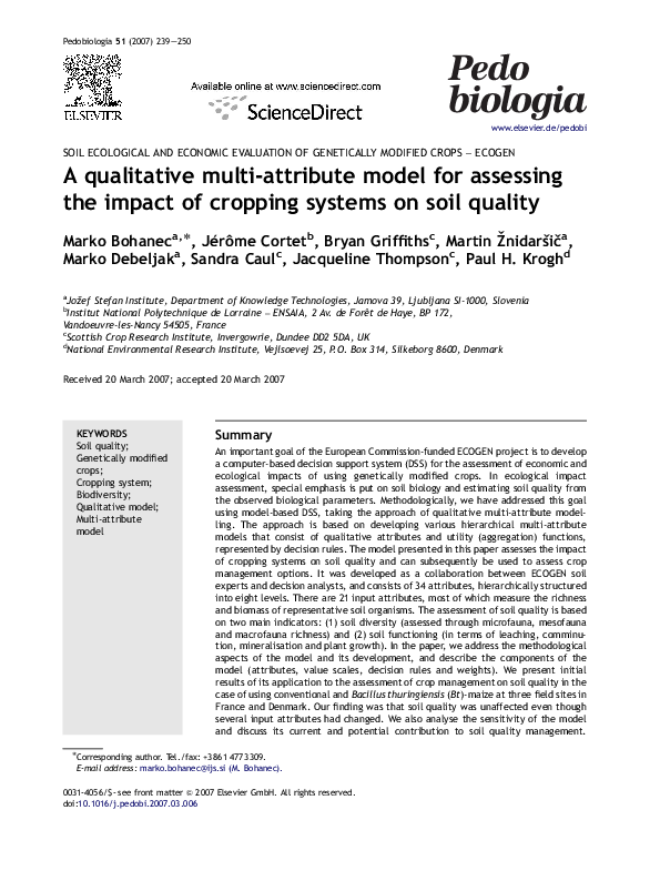 (PDF) A qualitative multi-attribute model for assessing the impact of cropping systems on soil ...