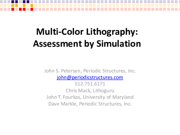 (PDF) Multi-Color Lithography: Assessment by Simulation Motivation for ...