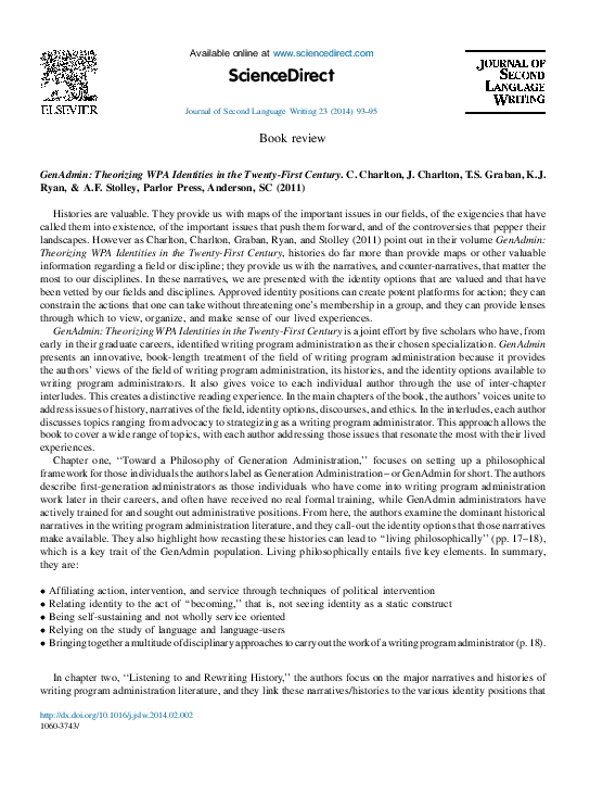 (PDF) Book Review: GenAdmin: Theorizing WPA Identities in the Twenty ...