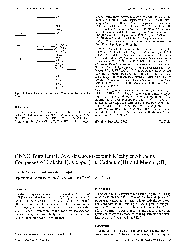 (PDF) ONNO tetradentate N, N ′-bis(acetoacetanilide)ethylenediamine complexes of cobalt(II ...