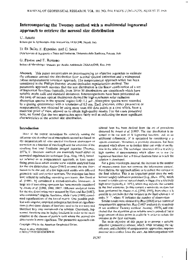 (PDF) Intercomparing the Twomey method with a multimodal lognormal approach to retrieve the ...