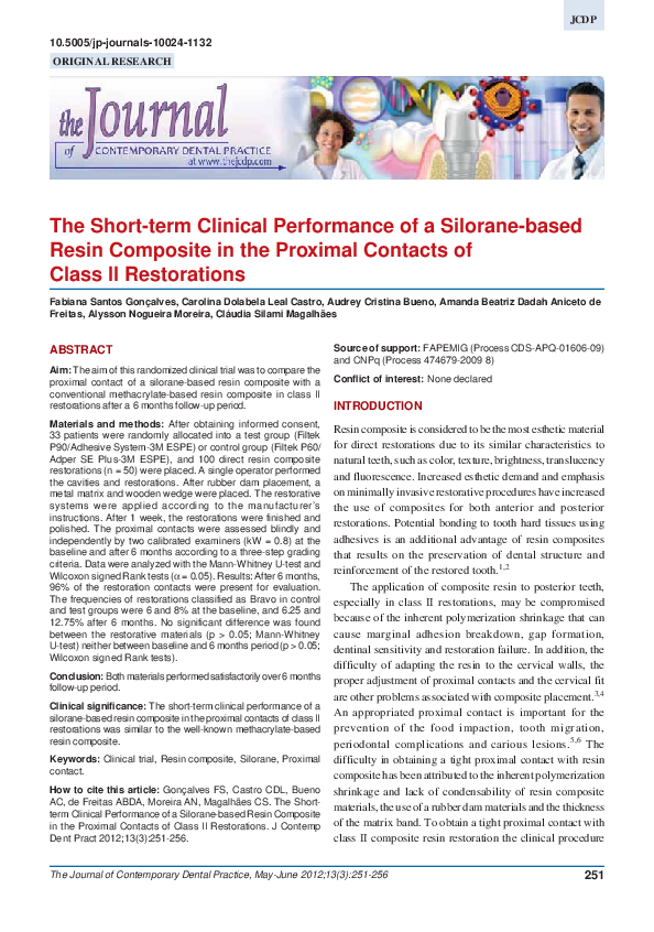 (PDF) The short-term clinical performance of a silorane-based resin ...