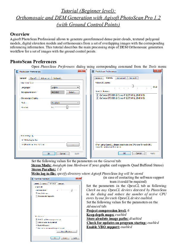 (PDF) Tutorial (Beginner level): Orthomosaic and DEM Generation with ...