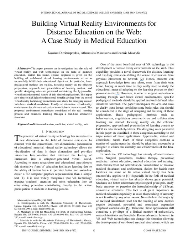 (PDF) Building Virtual Reality Environments for Distance Education on the Web: A Case Study in ...