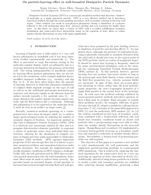 (PDF) Particle-layering effect in wall-bounded dissipative particle dynamics