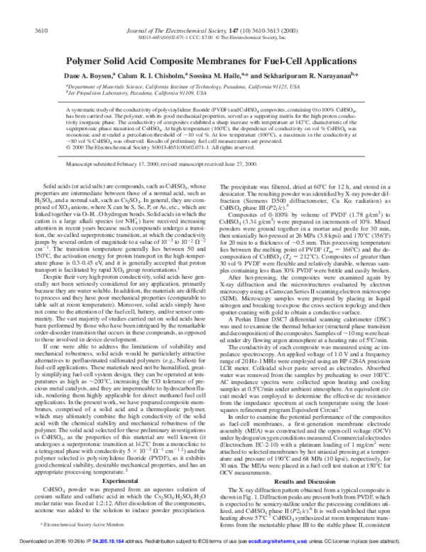(PDF) Polymer Solid Acid Composite Membranes for Fuel-Cell Applications