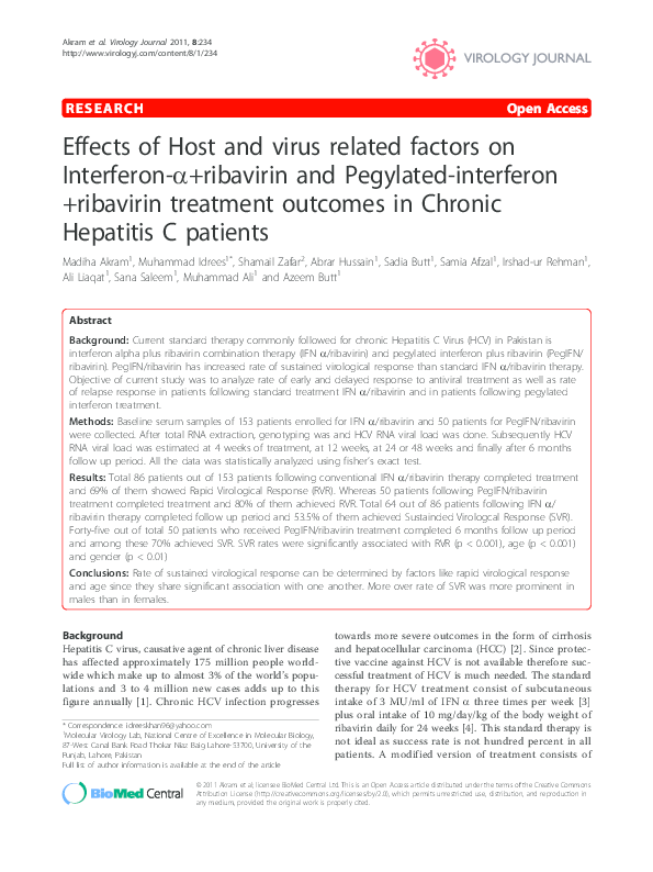 Pdf Effects Of Host And Virus Related Factors On Interferon α