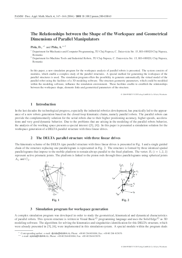 (PDF) The Relationships between the Shape of the Workspace and GeometricalDimensions of Parallel ...