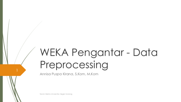 (PDF) WEKA Pengantar -Data Preprocessing