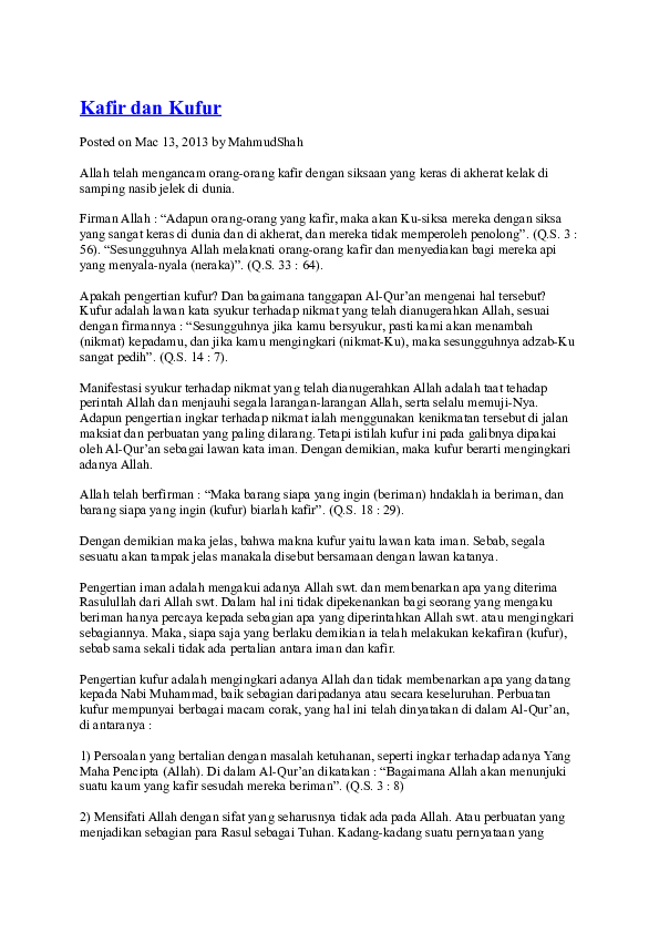 (DOC) Kafir dan Kufur