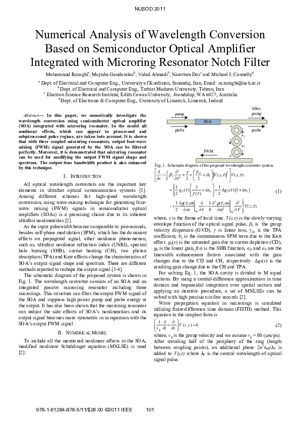 (PDF) Numerical analysis of wavelength conversion based on semiconductor optical amplifier ...
