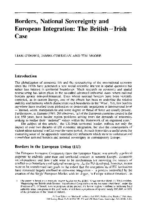 (PDF) Borders, National Sovereignty and European Integration: The ...
