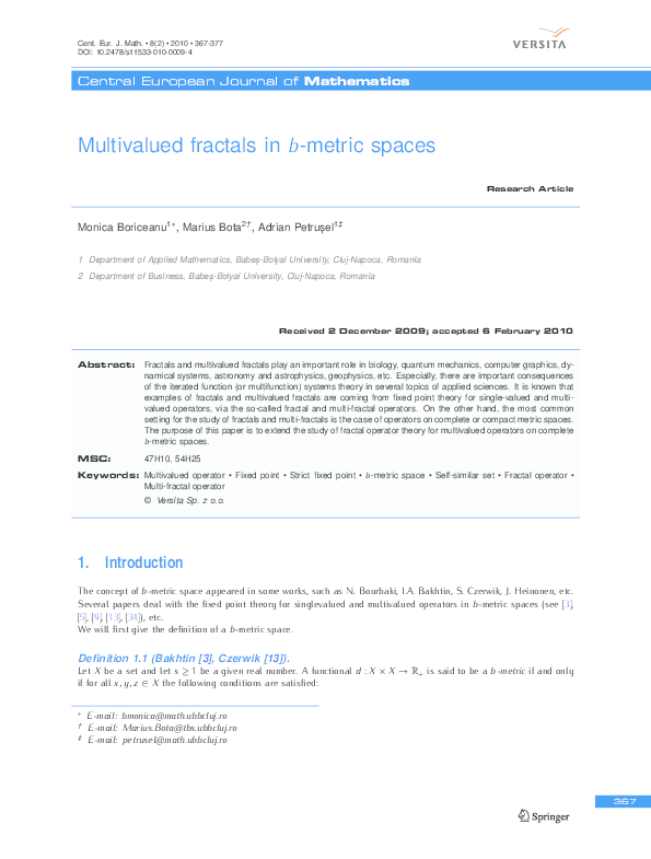 Pdf Multivalued Fractals In B Metric Spaces