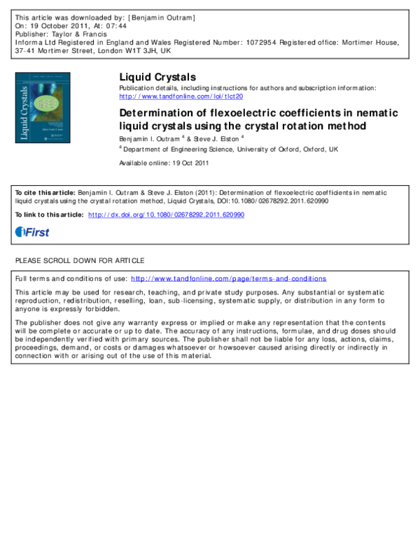 (PDF) Optical response of a nematic liquid crystal cell at the splay ...