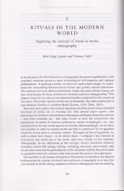 (PDF) Rituals in the modern world - applying the concept of ritual in ...