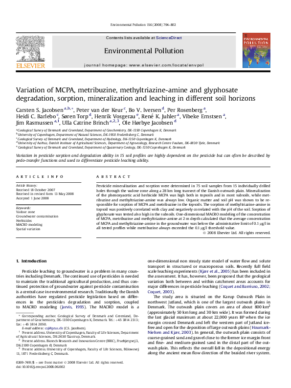 (PDF) Variation of MCPA, metribuzine, methyltriazine-amine and ...