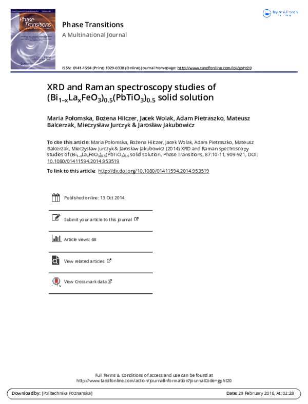 (PDF) XRD and Raman spectroscopy studies of (Bi1-xLaxFeO3)0.5(PbTiO3)0. ...