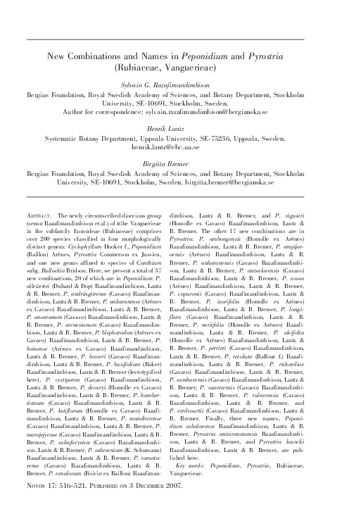 (PDF) New Combinations and Names in Peponidium and Pyrostria (Rubiaceae ...