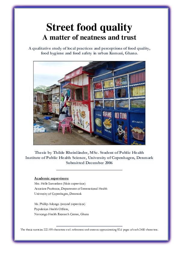 (PDF) Street food quality A matter of neatness and trust