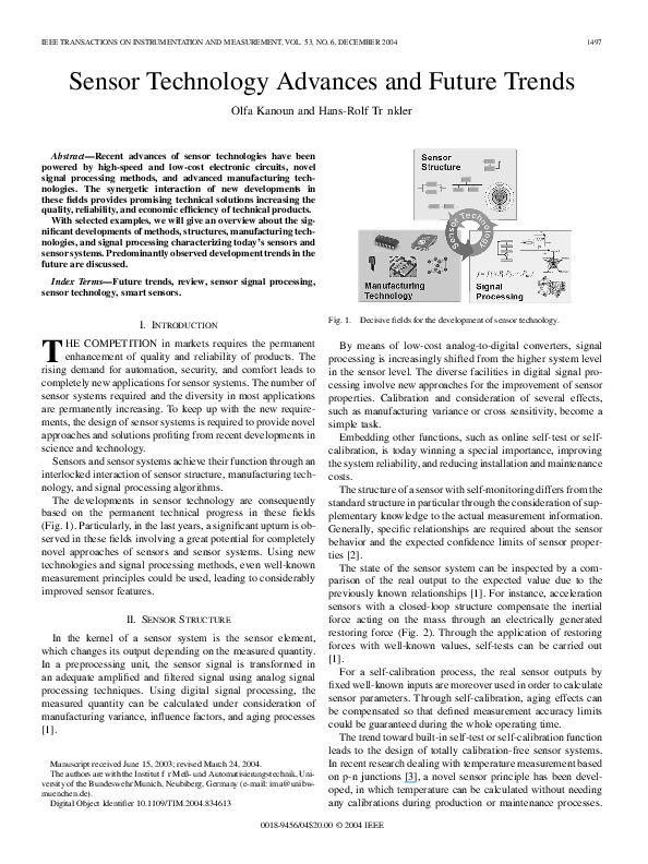 (PDF) Sensor Technology Advances and Future Trends