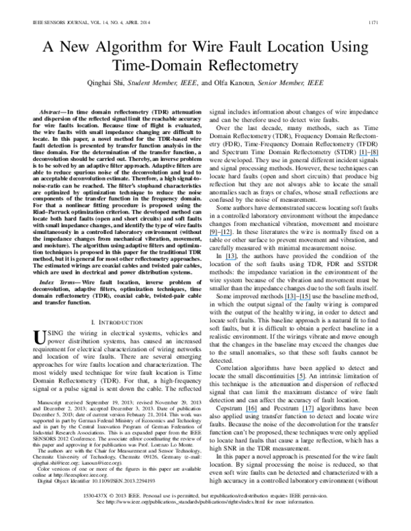 Pdf A New Algorithm For Wire Fault Location Using Time Domain