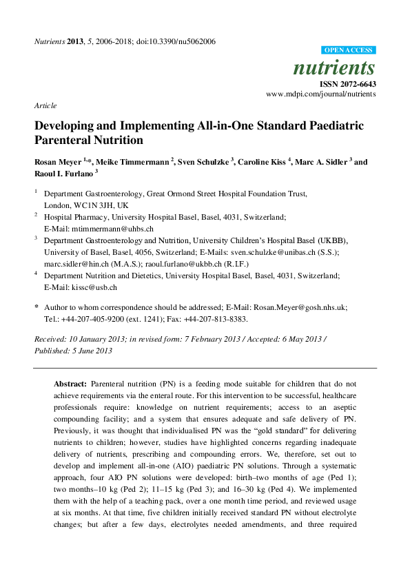 (PDF) Developing and Implementing All-in-One Standard Paediatric ...