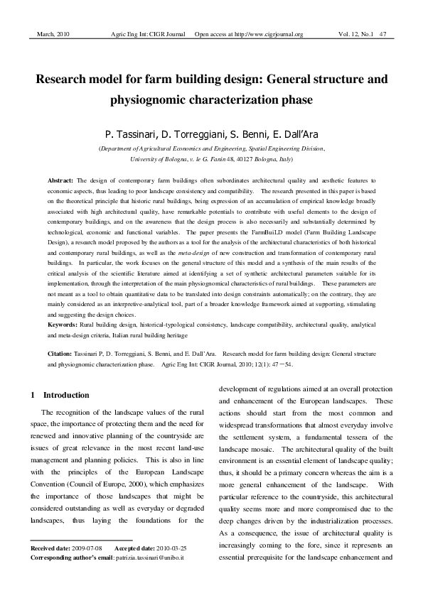 (PDF) Research model for farm building design: General structure and ...