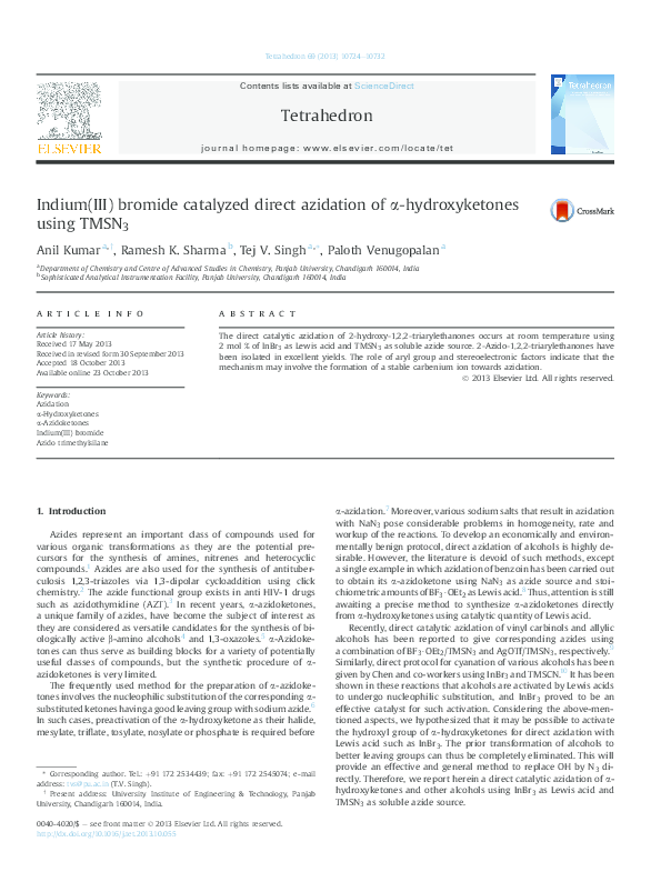 (PDF) Indium(III) bromide catalyzed direct azidation of α ...