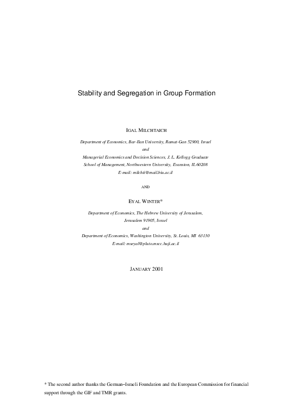 (PDF) Stability and Segregation in Group Formation