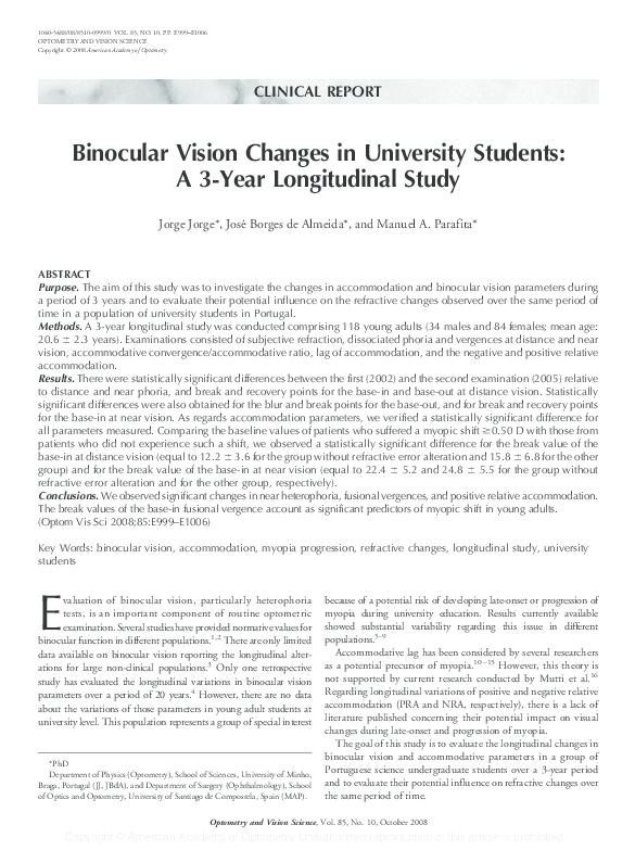 (PDF) Binocular Vision Changes in University Students: A 3-Year ...