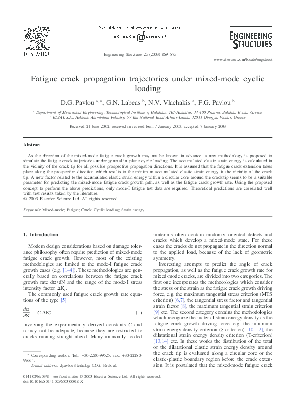 (PDF) Fatigue crack propagation trajectories under mixed-mode cyclic loading