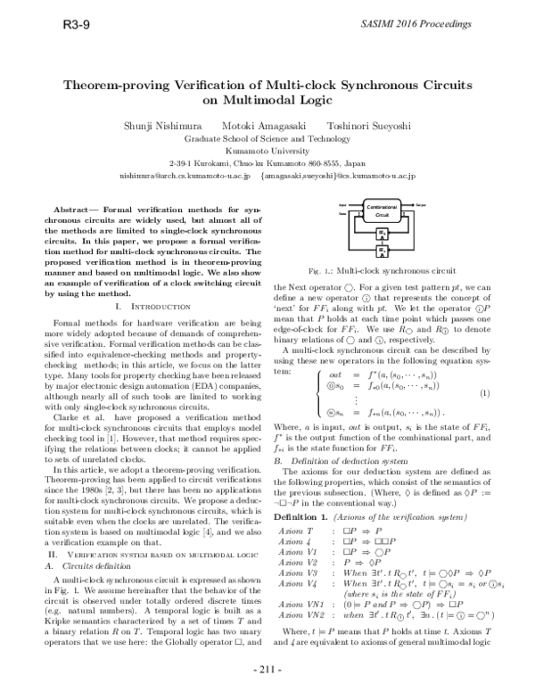 Pdf Theorem Proving Verification Of Multi Clock Synchronous Circuits