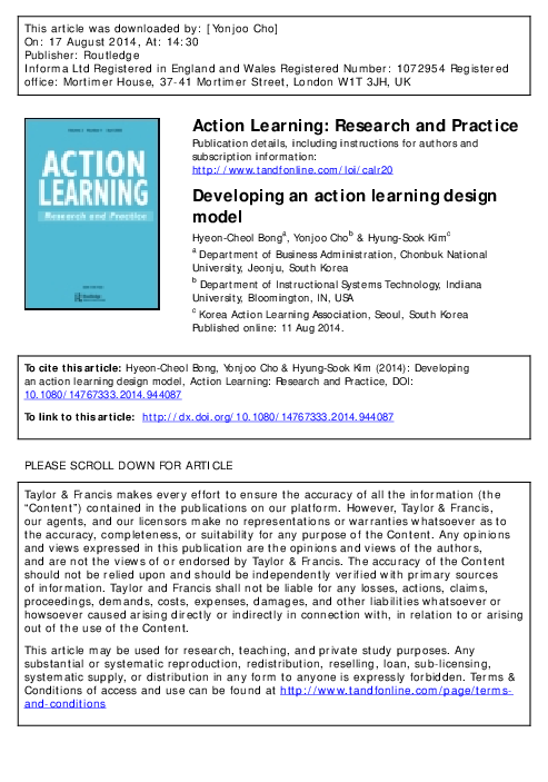(PDF) Developing an action learning design model