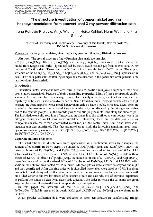 (PDF) The Structure Investigation of Copper, Nickel and Iron ...