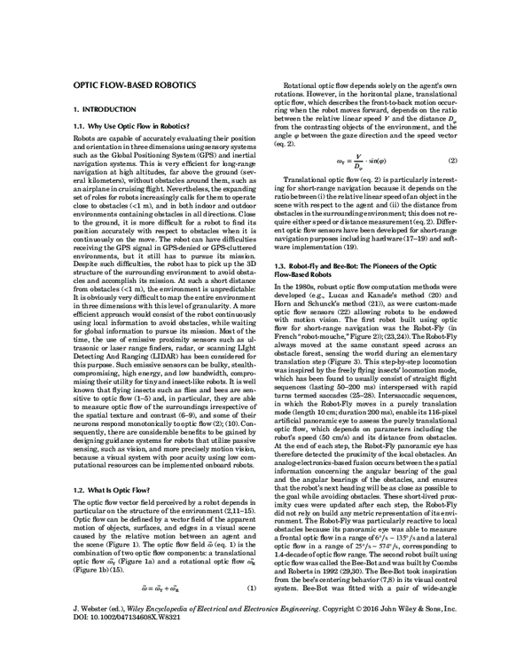 Optic Flow Based Robotics