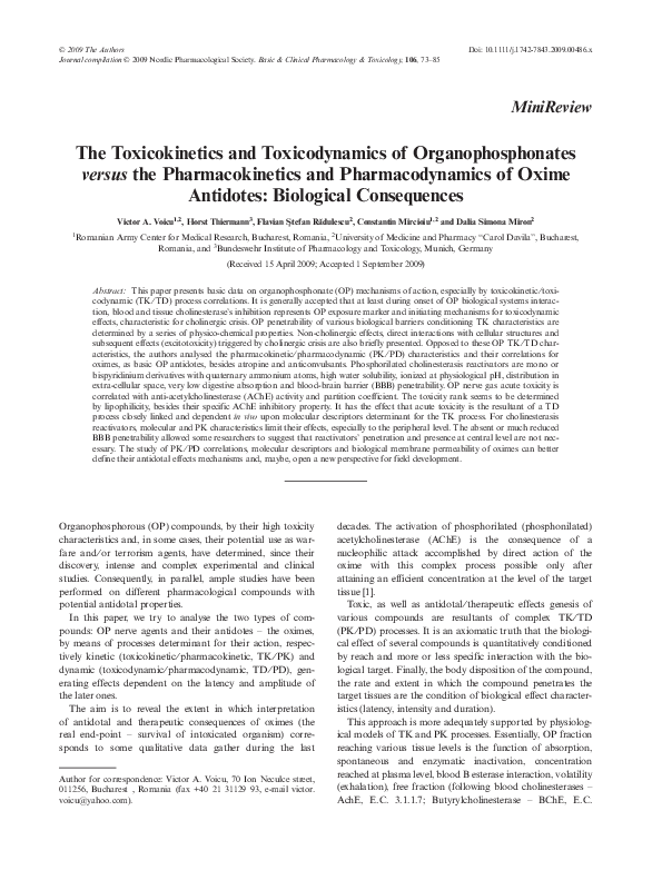 (PDF) The Toxicokinetics and Toxicodynamics of Organophosphonates ...