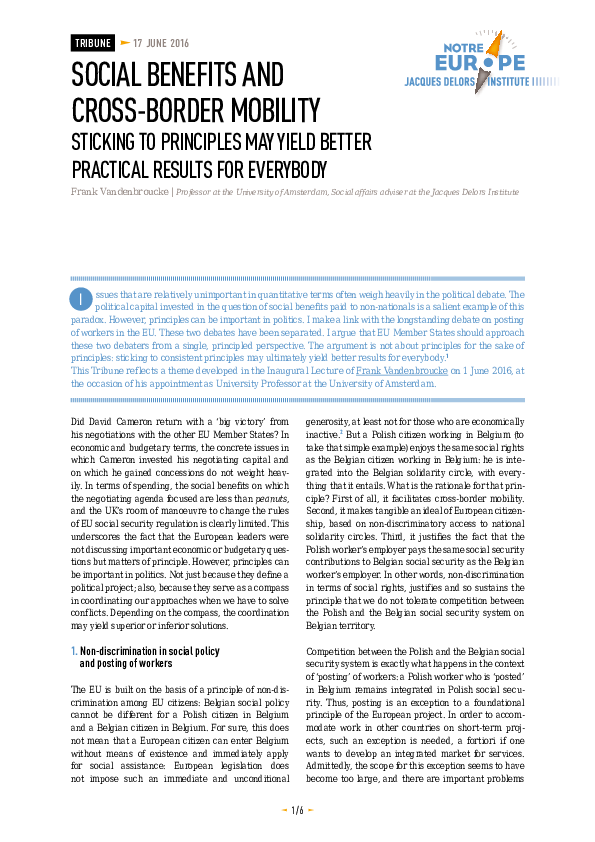 (PDF) SOCIAL BENEFITS AND CROSS-BORDER MOBILITY STICKING TO PRINCIPLES ...