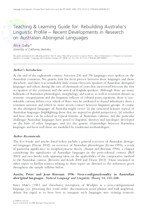(PDF) Teaching & Learning Guide for: Rebuilding Australia's Linguistic ...