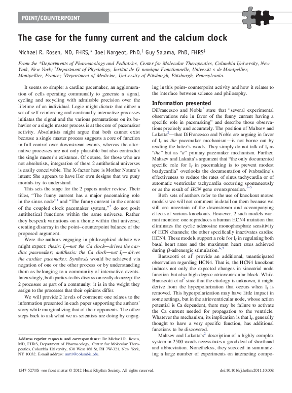 (PDF) The case for the funny current and the calcium clock