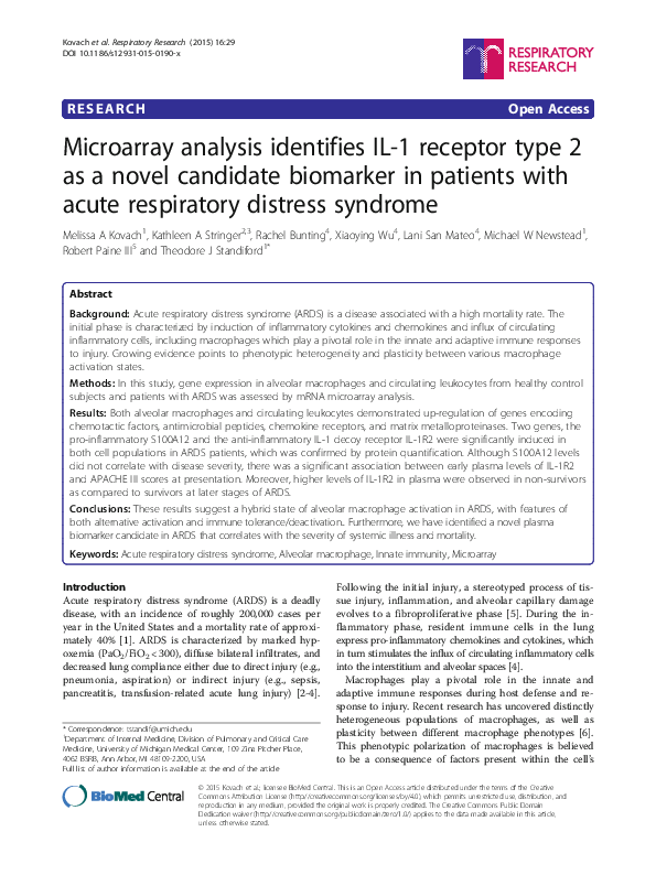 (PDF) Microarray analysis identifies IL-1 receptor type 2 as a novel ...