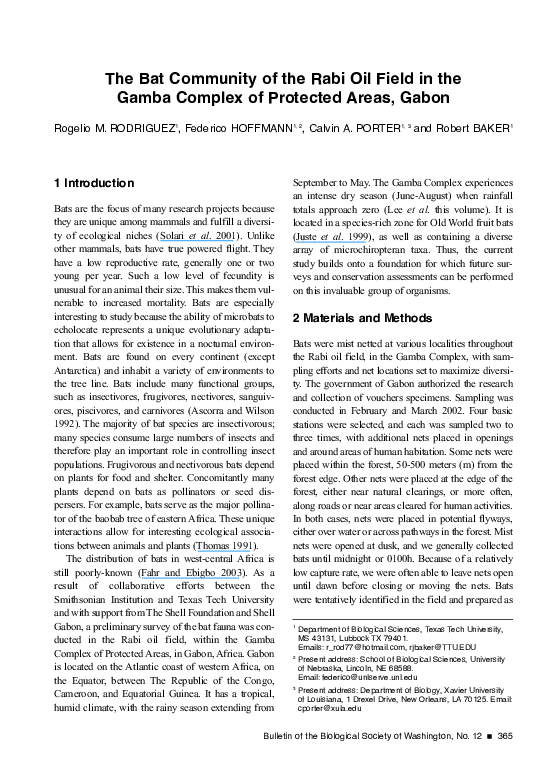 (PDF) The bat community of the Rabi oil field in the Gamba Complex of ...