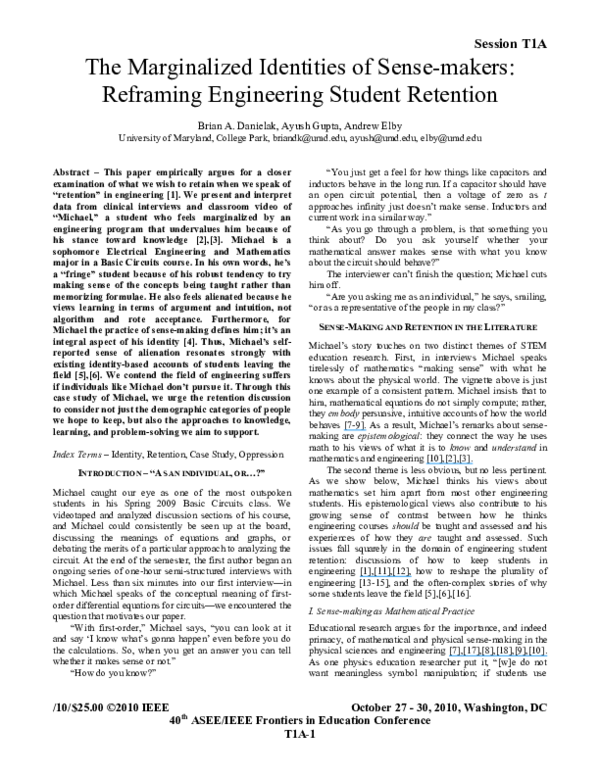 (PDF) The marginalized identities of sense-makers: Reframing ...