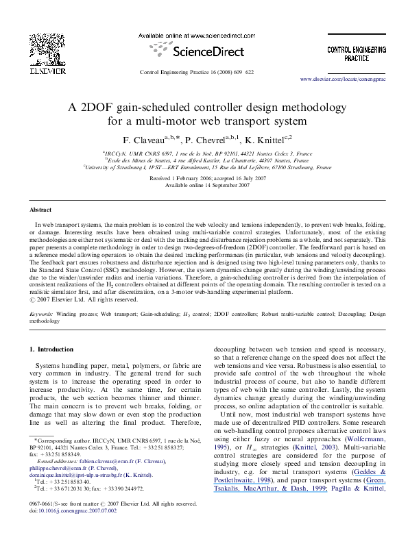 (PDF) A 2DOF gain-scheduled controller design methodology for a multi-motor web transport system