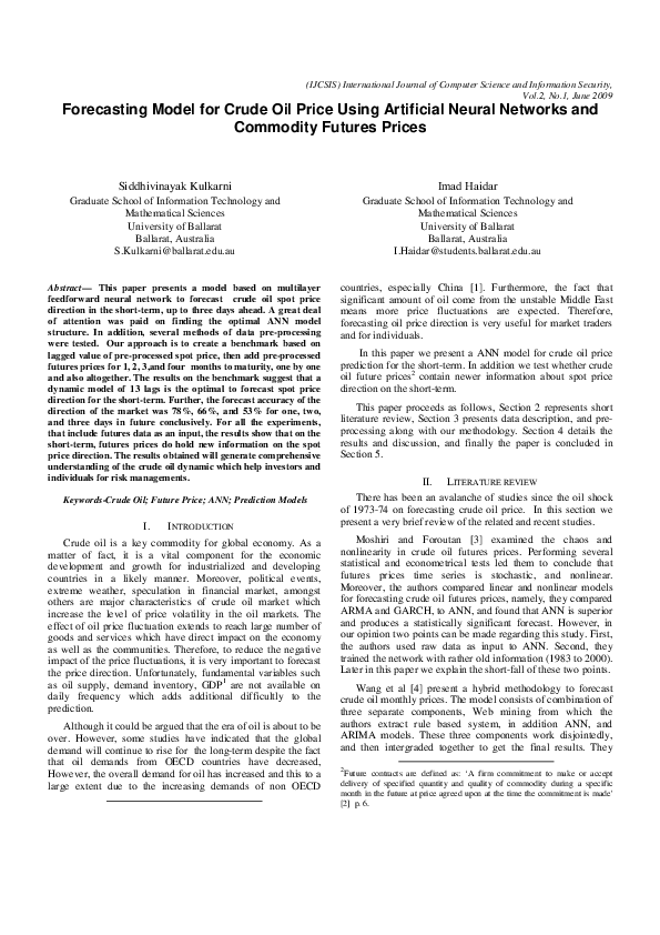 Pdf Forecasting Model For Crude Oil Price Using Artificial Neural