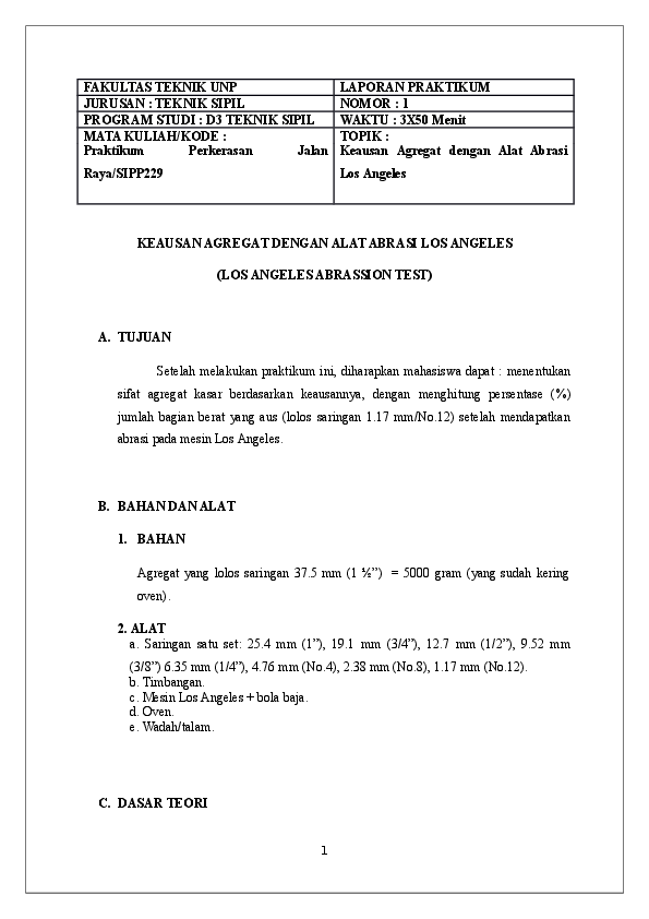(DOC) Uji Kehausan Agregat Mesin Los Angeles.docx