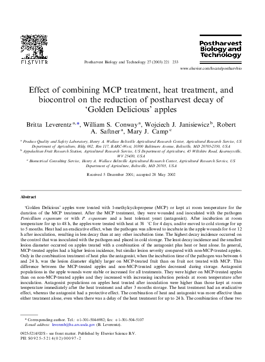 (PDF) Effect of combining MCP treatment, heat treatment, and biocontrol on the reduction of ...
