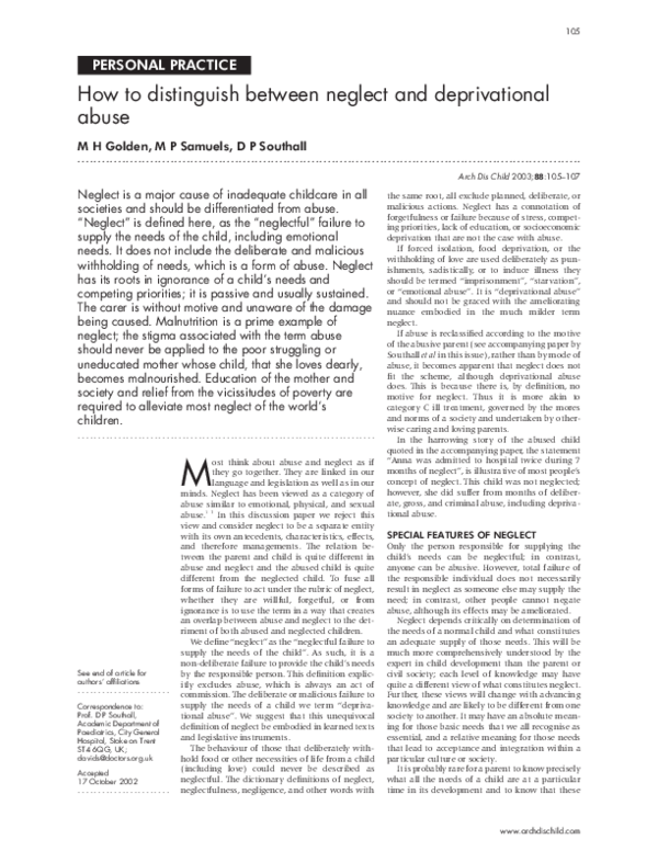 (PDF) How to distinguish between neglect and deprivational abuse